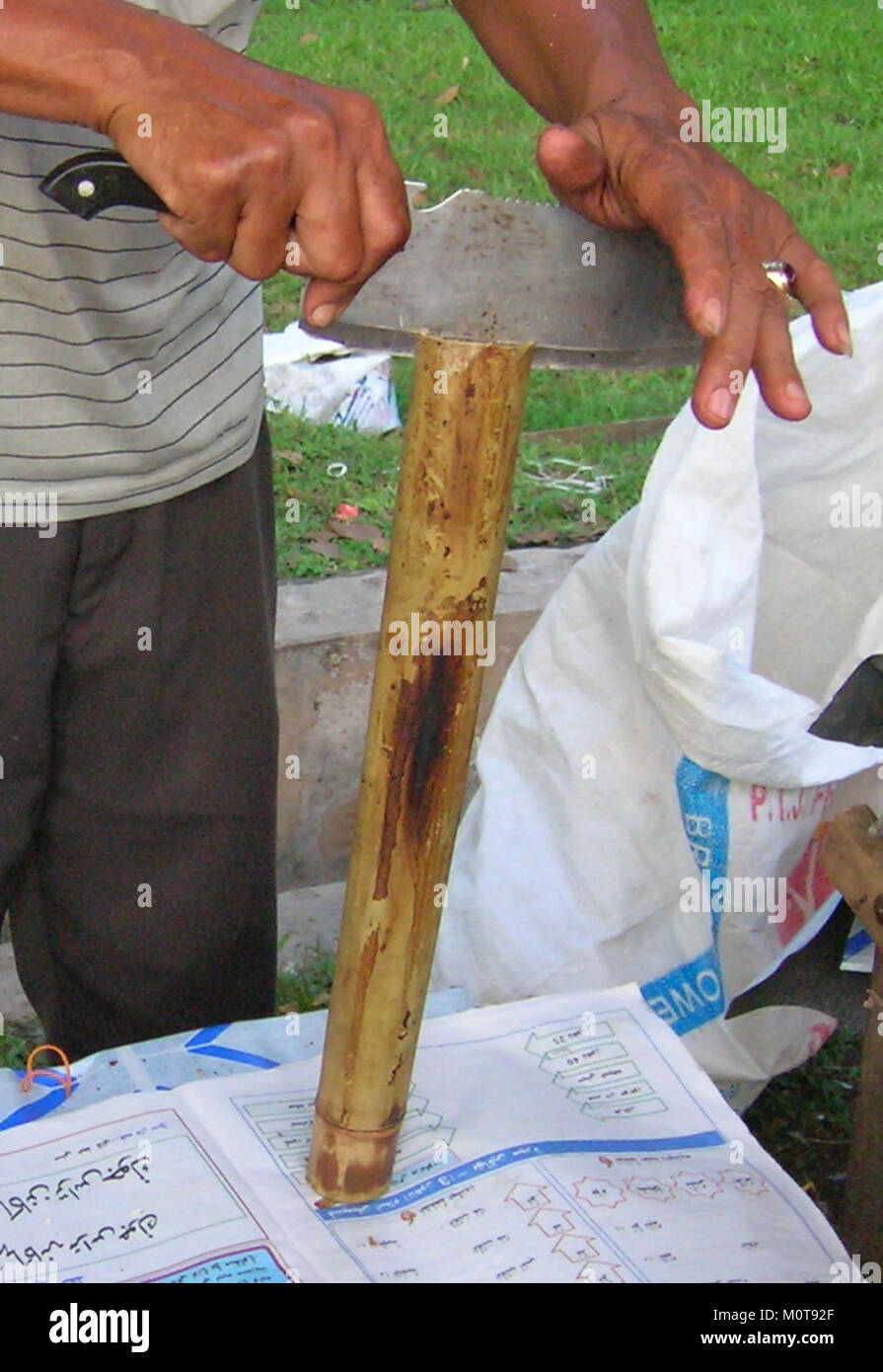 *Cara belah buluh lemang* is a traditional method in Malaysian cuisine ...