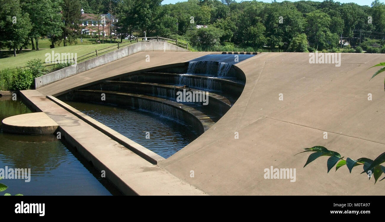 Cascading dam below Watchung Lake, NJ Stock Photo - Alamy