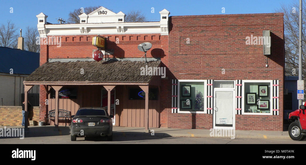 Cedar Bluffs in Nebraska features buildings along W. Main Street. These ...