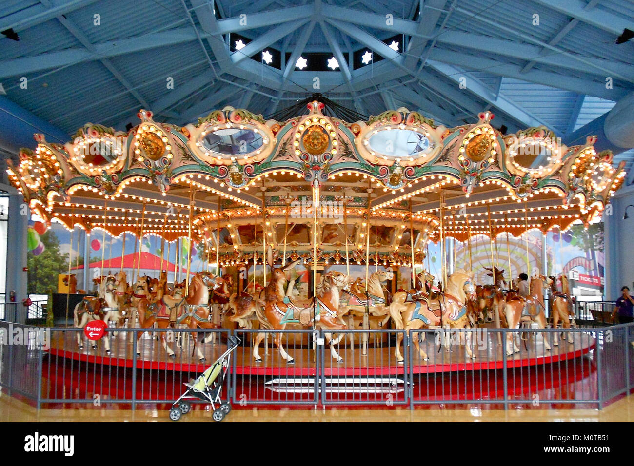This image captures a longshot view of a carousel in Philadelphia ...