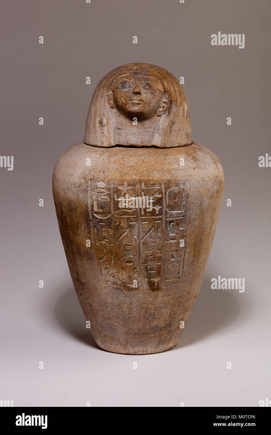 This canopic jar, dating from ancient Egypt, was used to store the ...