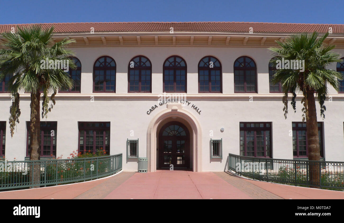 The city hall of Casa Grande, Arizona, features a prominent center ...