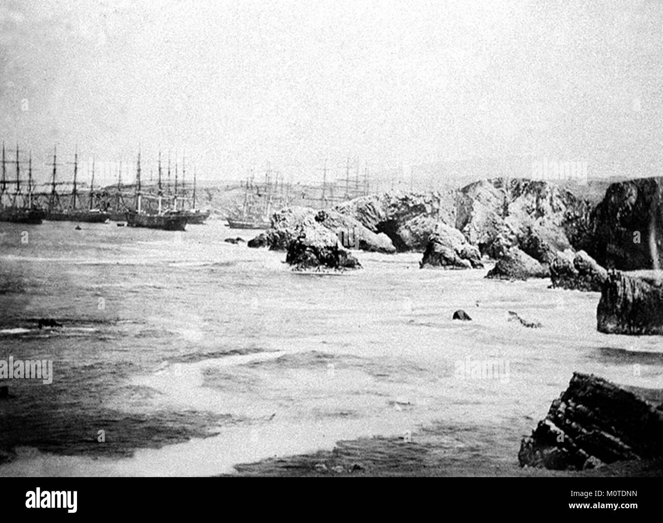 Guano loading on Chincha Islands, Peru. The islands were historically ...