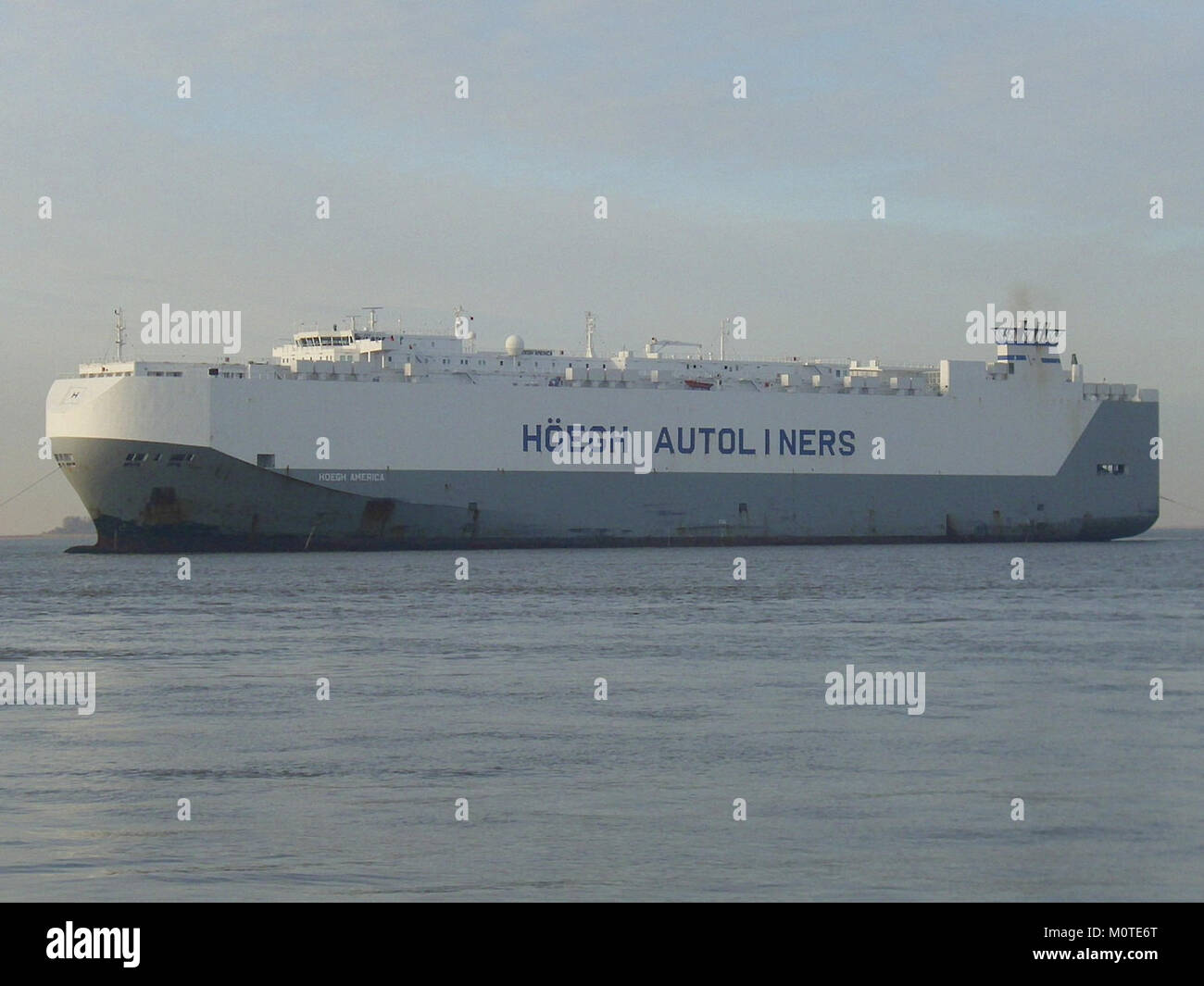 The *Hoegh America* is a large car carrier ship designed for ...