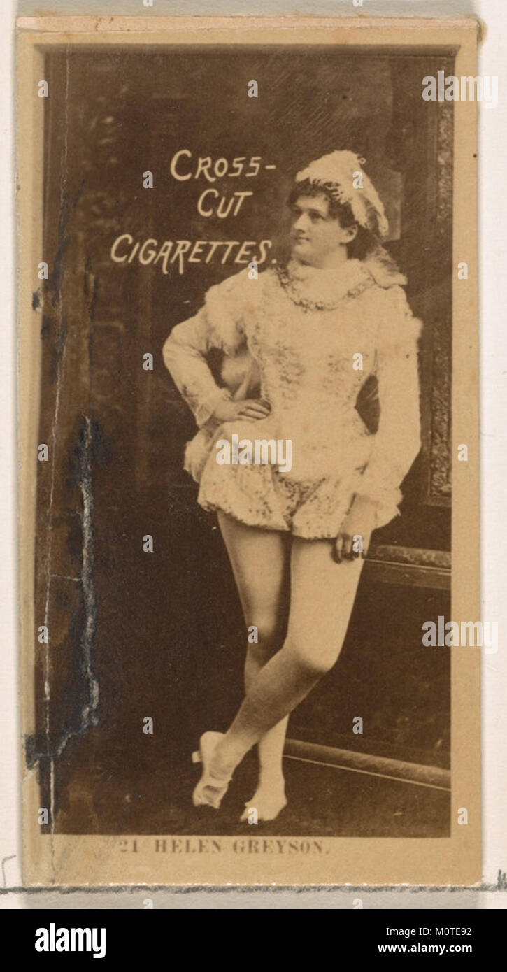 This collectible card features Helen Greyson, an actress, as part of ...