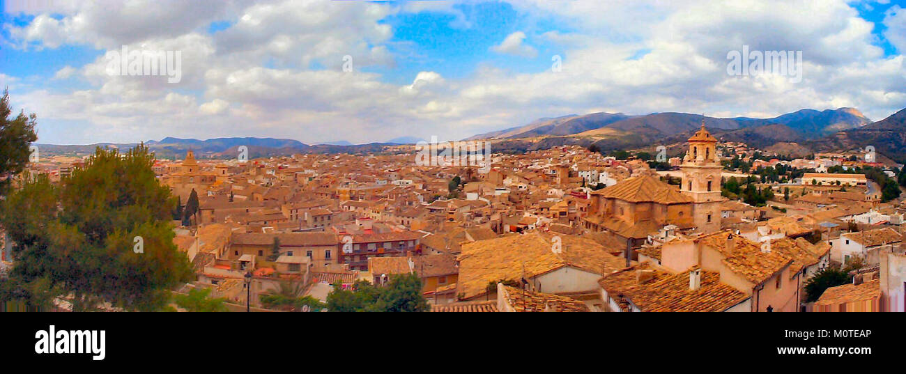 This panoramic view of Caravaca, located in Spain, showcases its ...