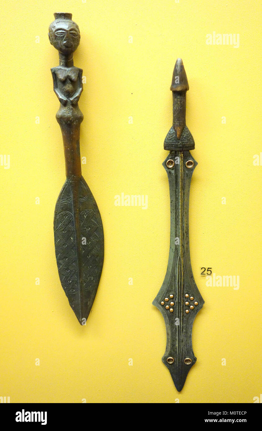 Ceremonial knives (ngodip) from the Kuba people, held at the Royal ...