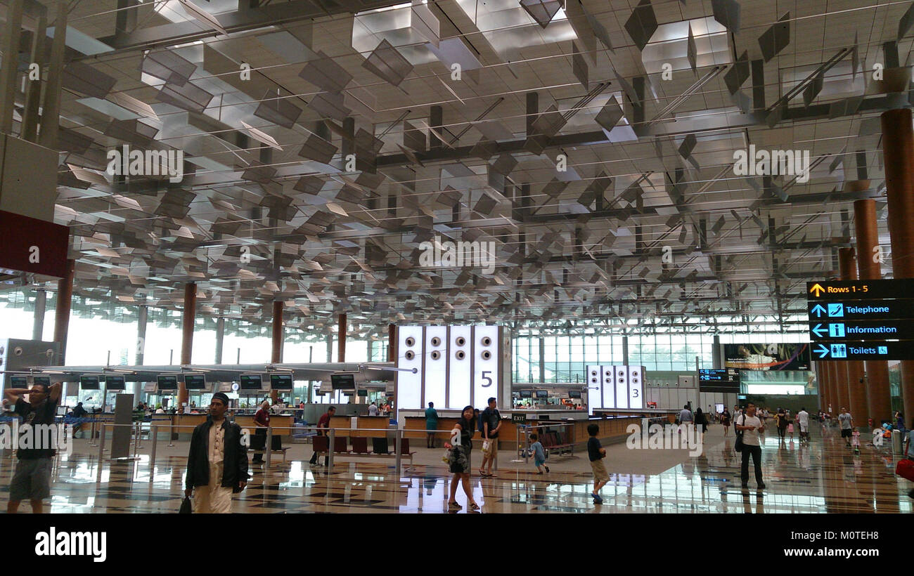 The ceiling of Terminal 3 at Changi Airport in Singapore is an ...