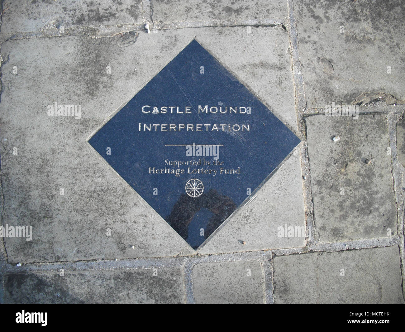 The Castle Mound plaque commemorates a historically significant site ...
