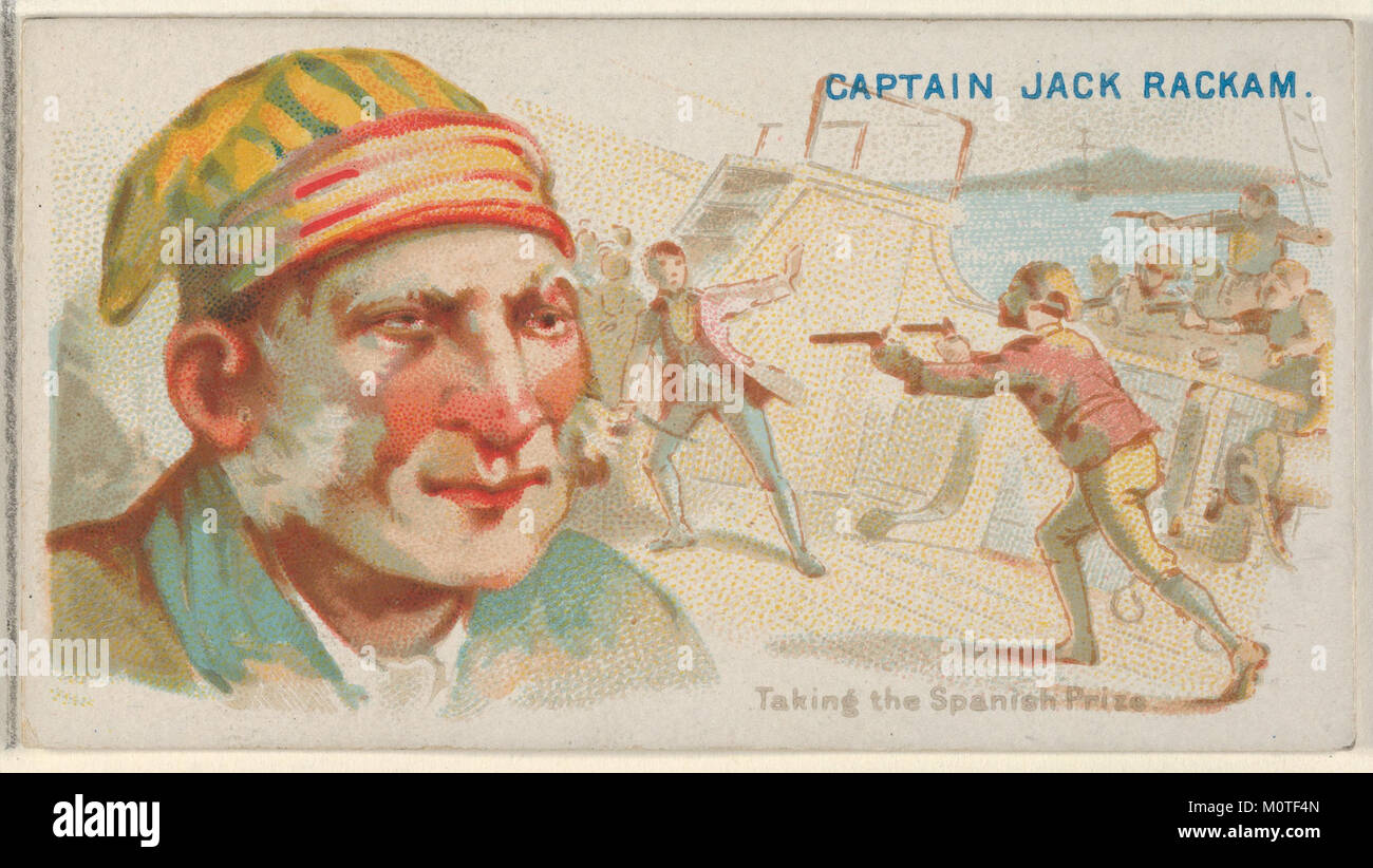 This artwork depicts Captain Jack Rackham, a famous pirate, taking a ...