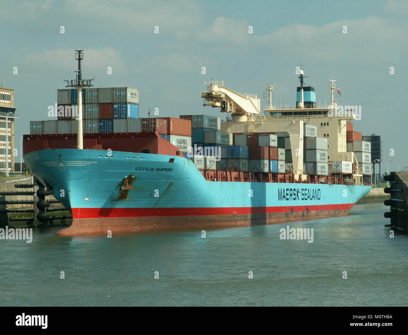 The Cecilie Maersk, a container ship, is pictured at the Port of ...