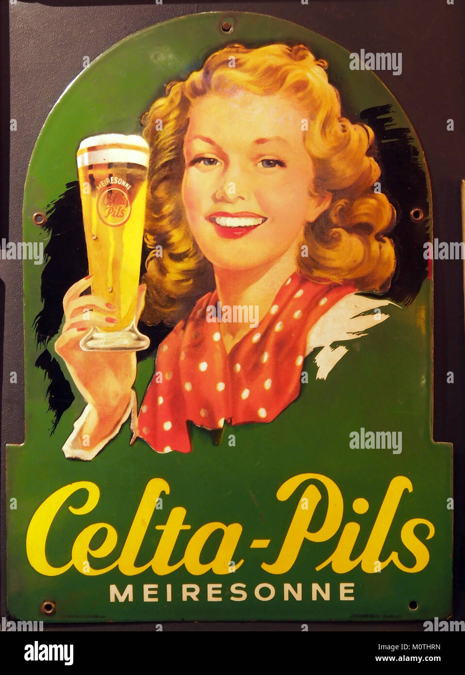 The Celta-Pils Meiresonne enamel advertising sign is a vintage advertising piece promoting the ...