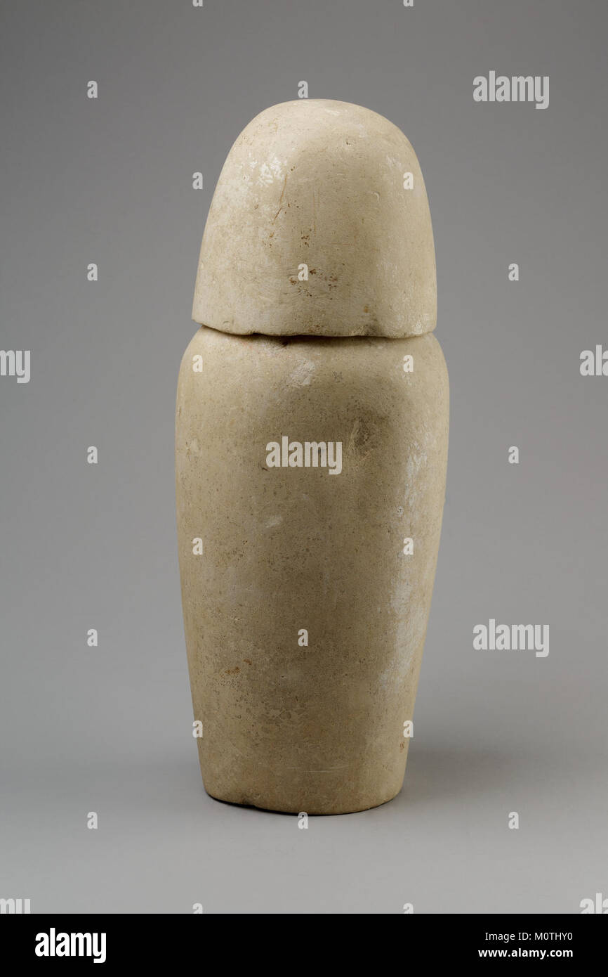 A canopic jar with a human head (Imsety), part of the MET collection ...