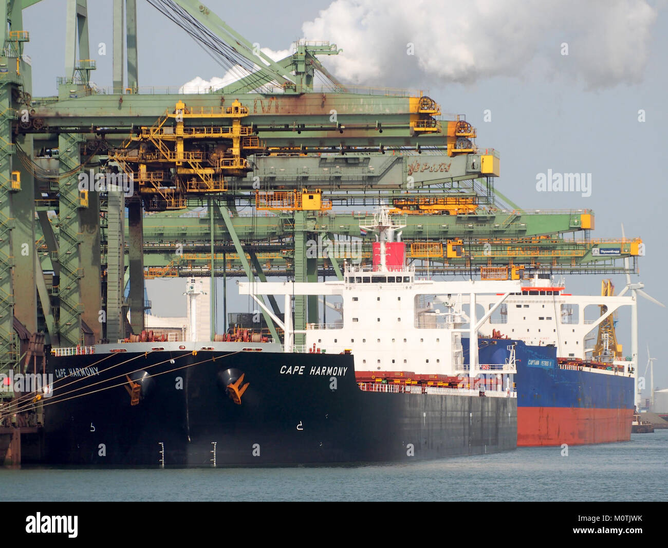 The vessels Cape Harmony and Captain Petros are shown at the Port of ...
