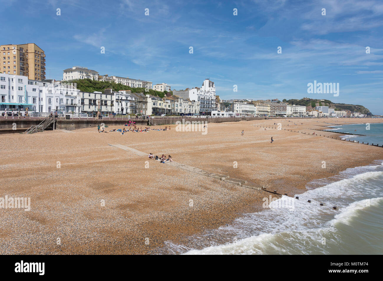 Beach and seafont promenade from Hastings Pier, Hastings, East Sussex ...