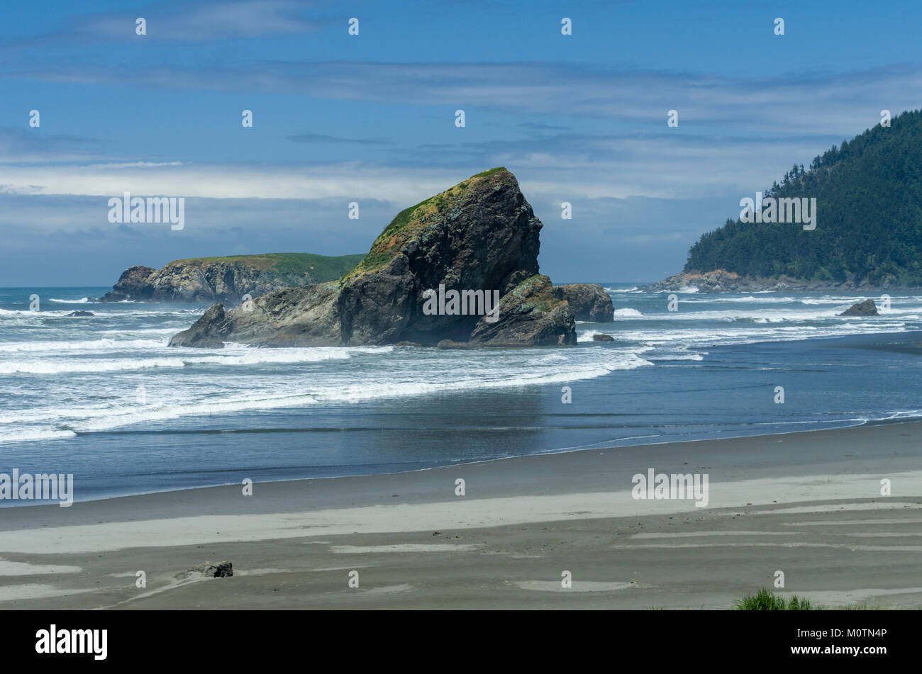 Rocky outcrop providing sanctuary for sea birds in the Pacific Ocean ...