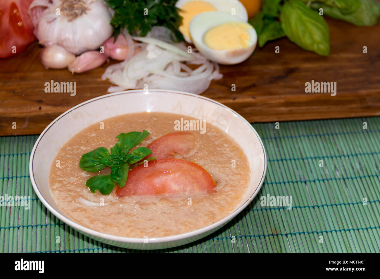 plate of gazpacho typical food andalusia spain Stock Photo - Alamy