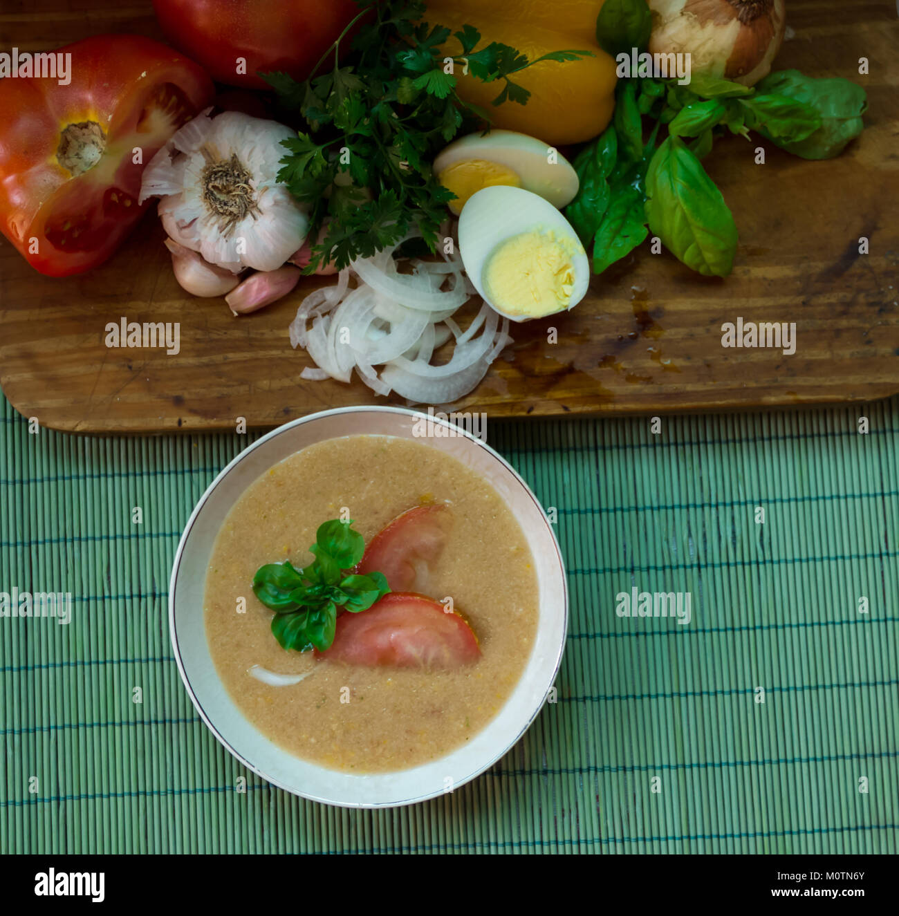 plate of gazpacho typical food andalusia spain Stock Photo - Alamy