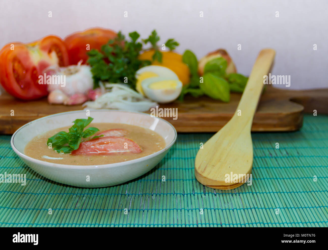 plate of gazpacho typical food andalusia spain Stock Photo - Alamy