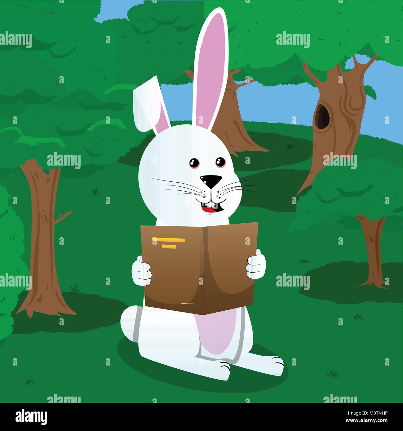 Bunny Reading A Book Clipart