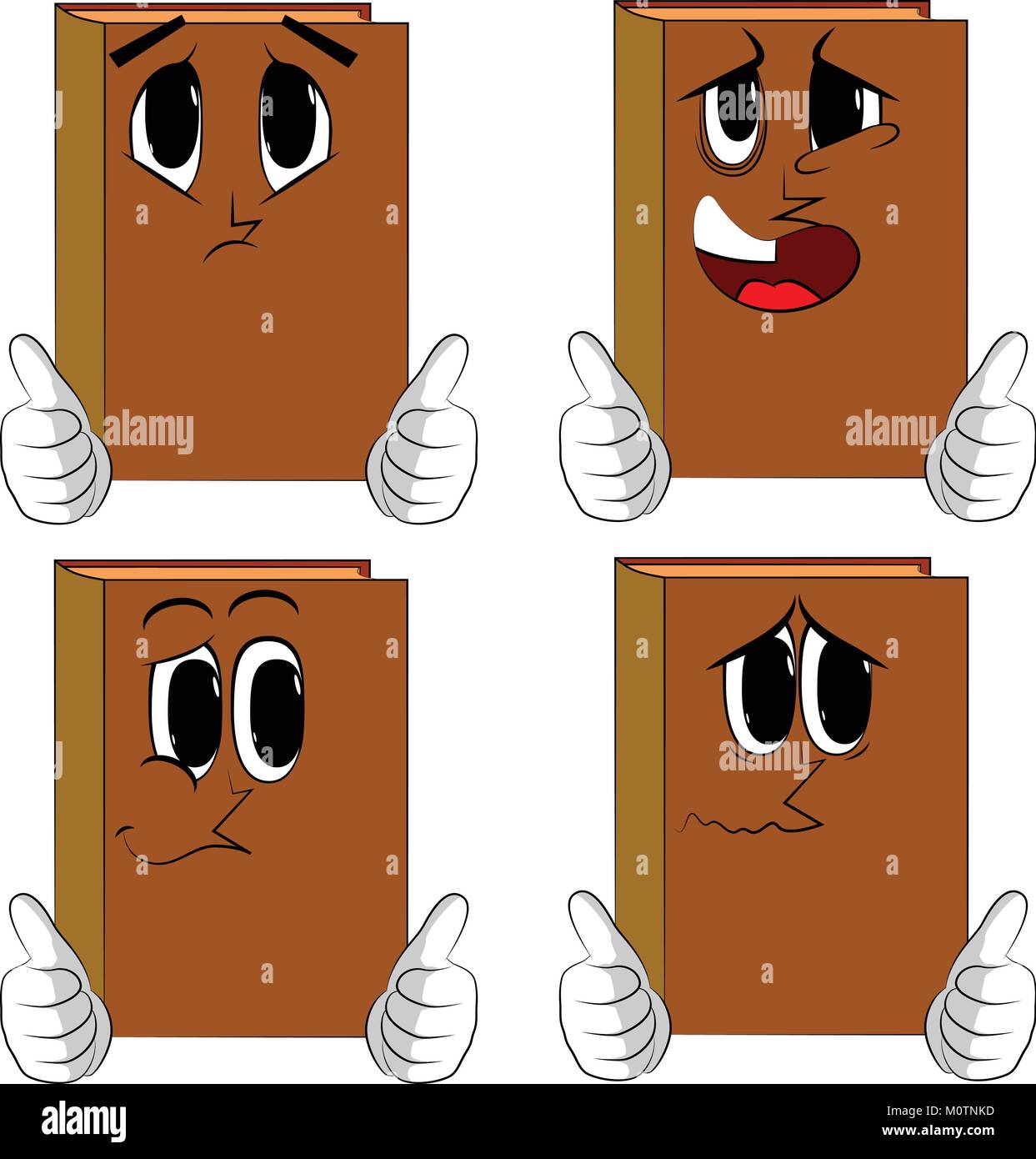 Books making thumbs up sign with two hands. Cartoon book collection ...