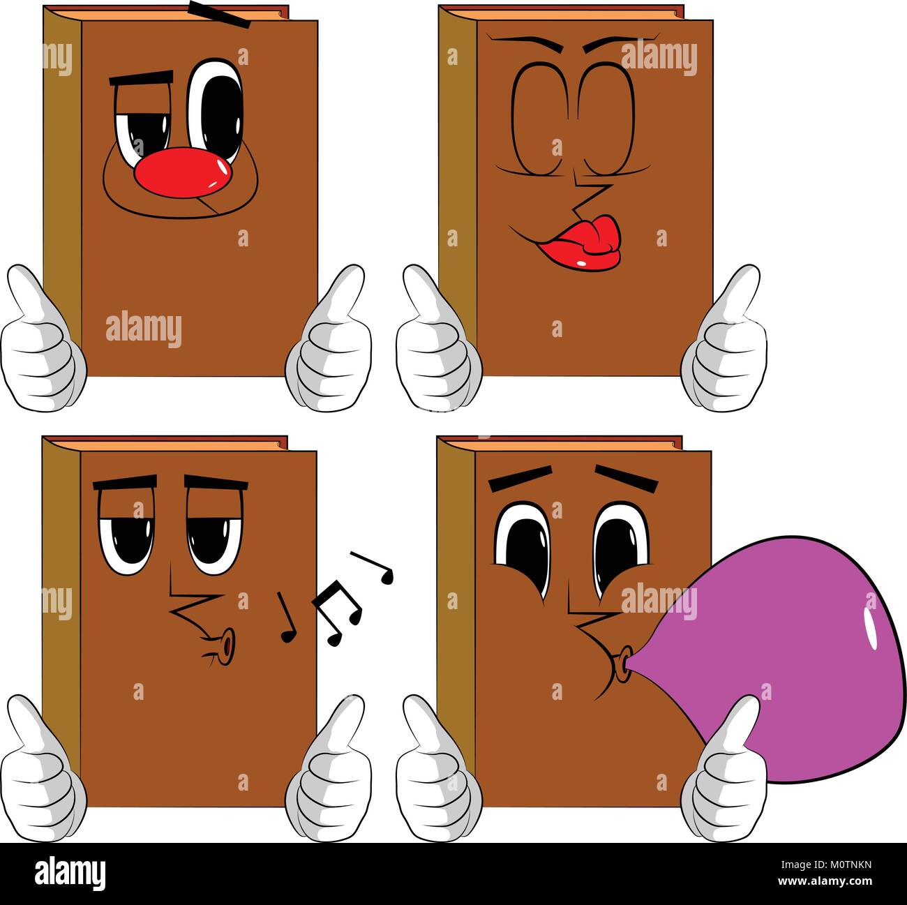 Books making thumbs up sign with two hands. Cartoon book collection ...