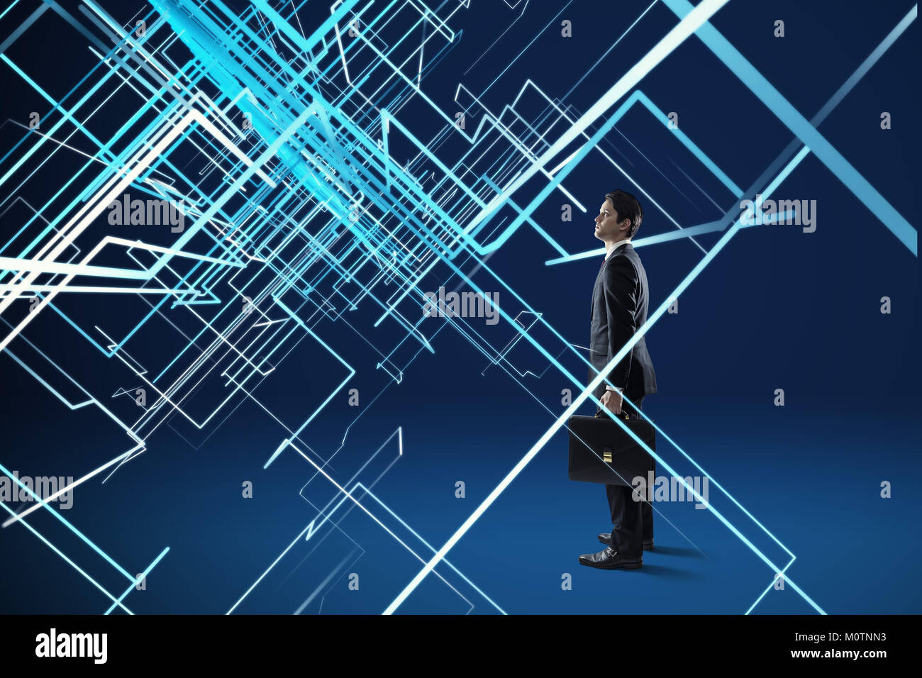 smart building and wireless communication network, abstract image ...