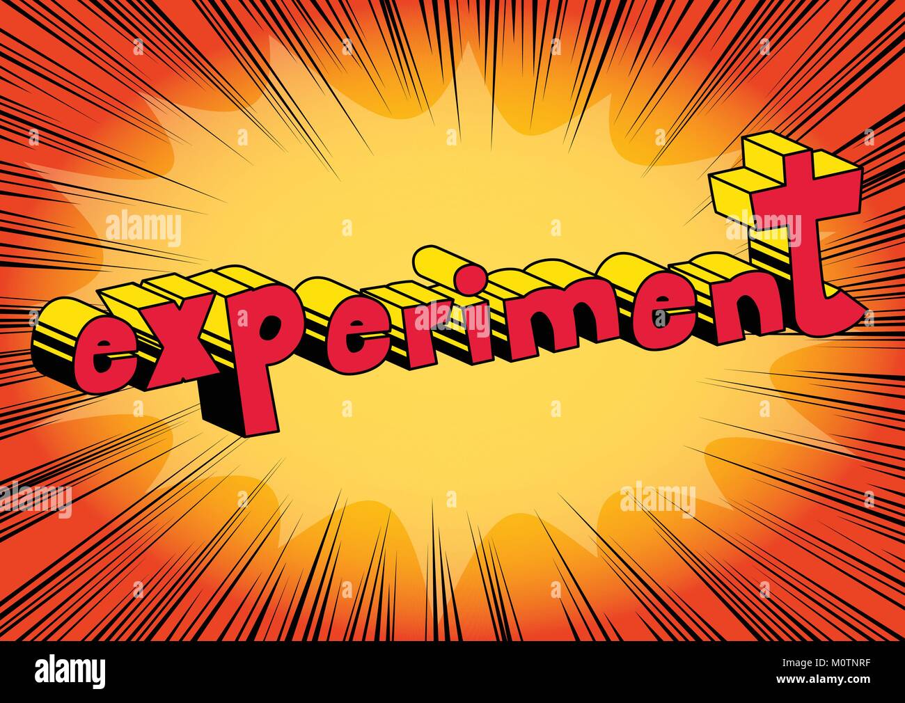 Experiment - Comic book style phrase on abstract background Stock ...