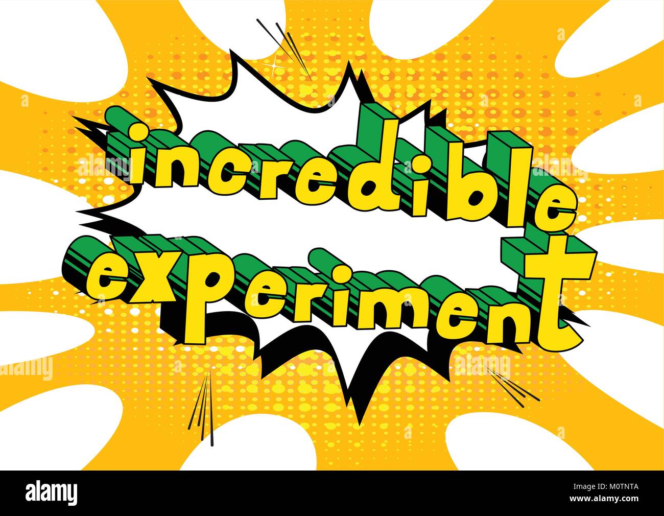 Incredible Experiment - Comic book style phrase on abstract background ...