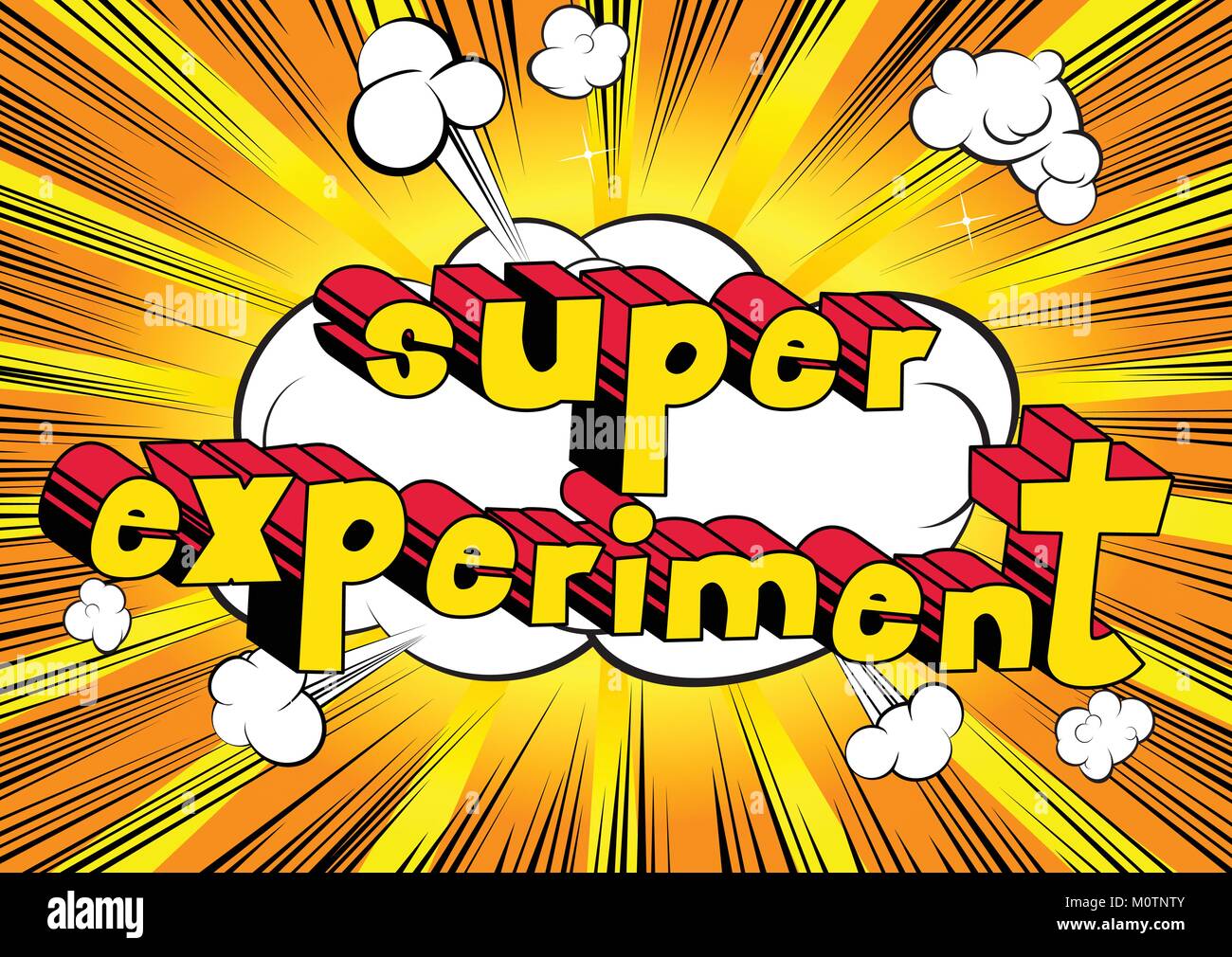Super Experiment - Comic book style phrase on abstract background Stock ...