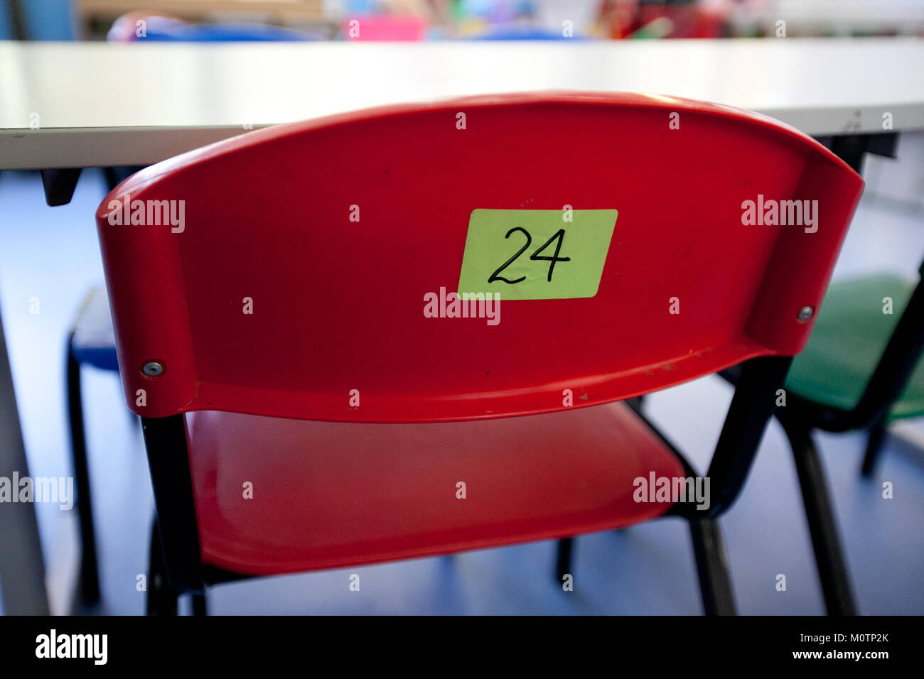 Number 24 on the back of a chair in a kindergarten, Australia Stock ...