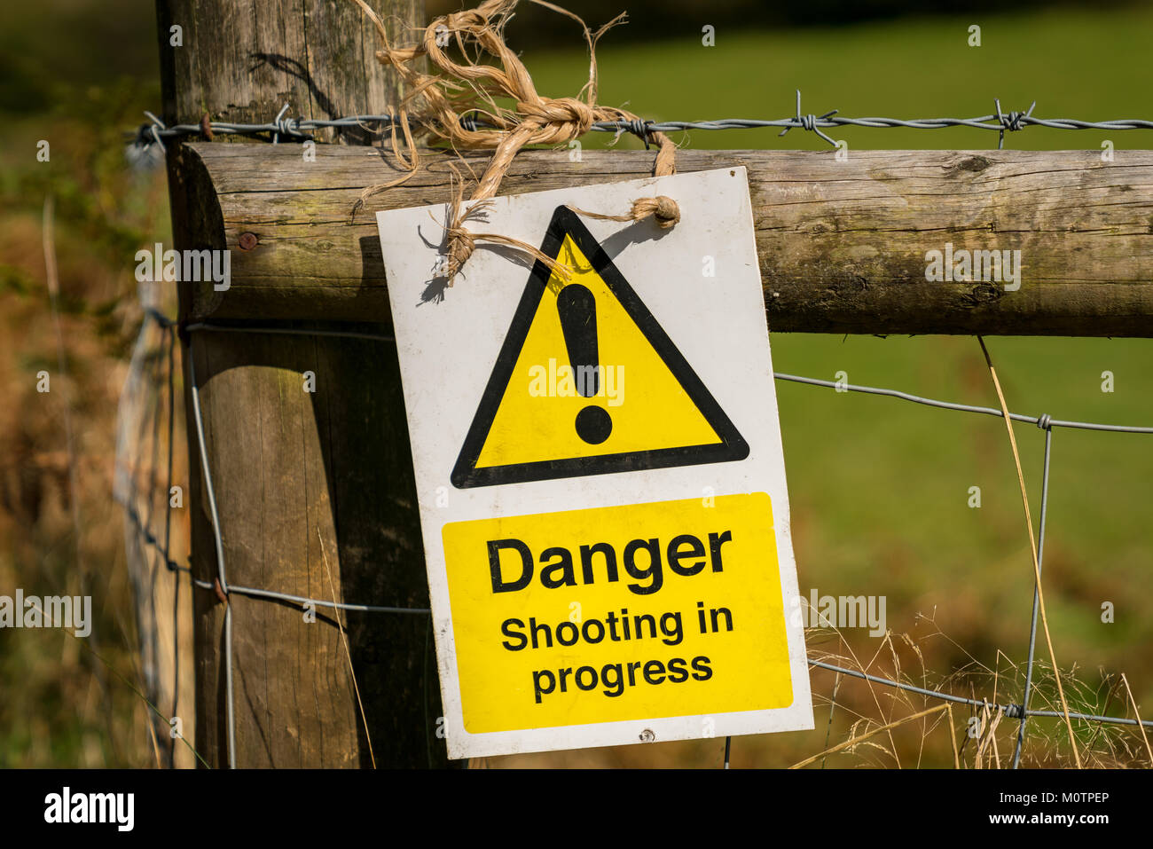 Sign: Danger shooting in progress, seen near Ystradfellte in Powys ...