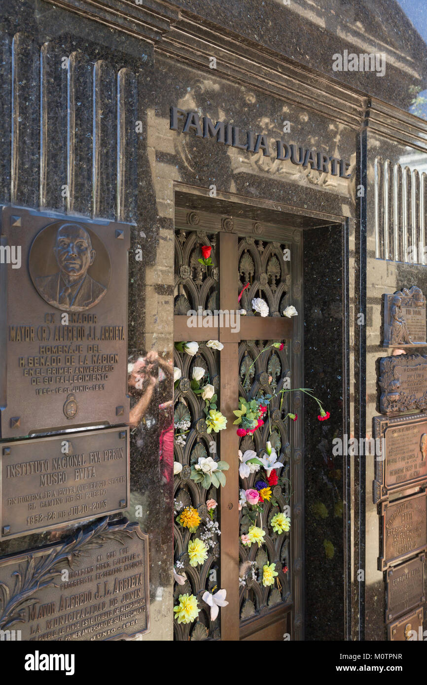 Crypt of Evita Peron and Duarte Family in La Recoleta Cemetery in ...