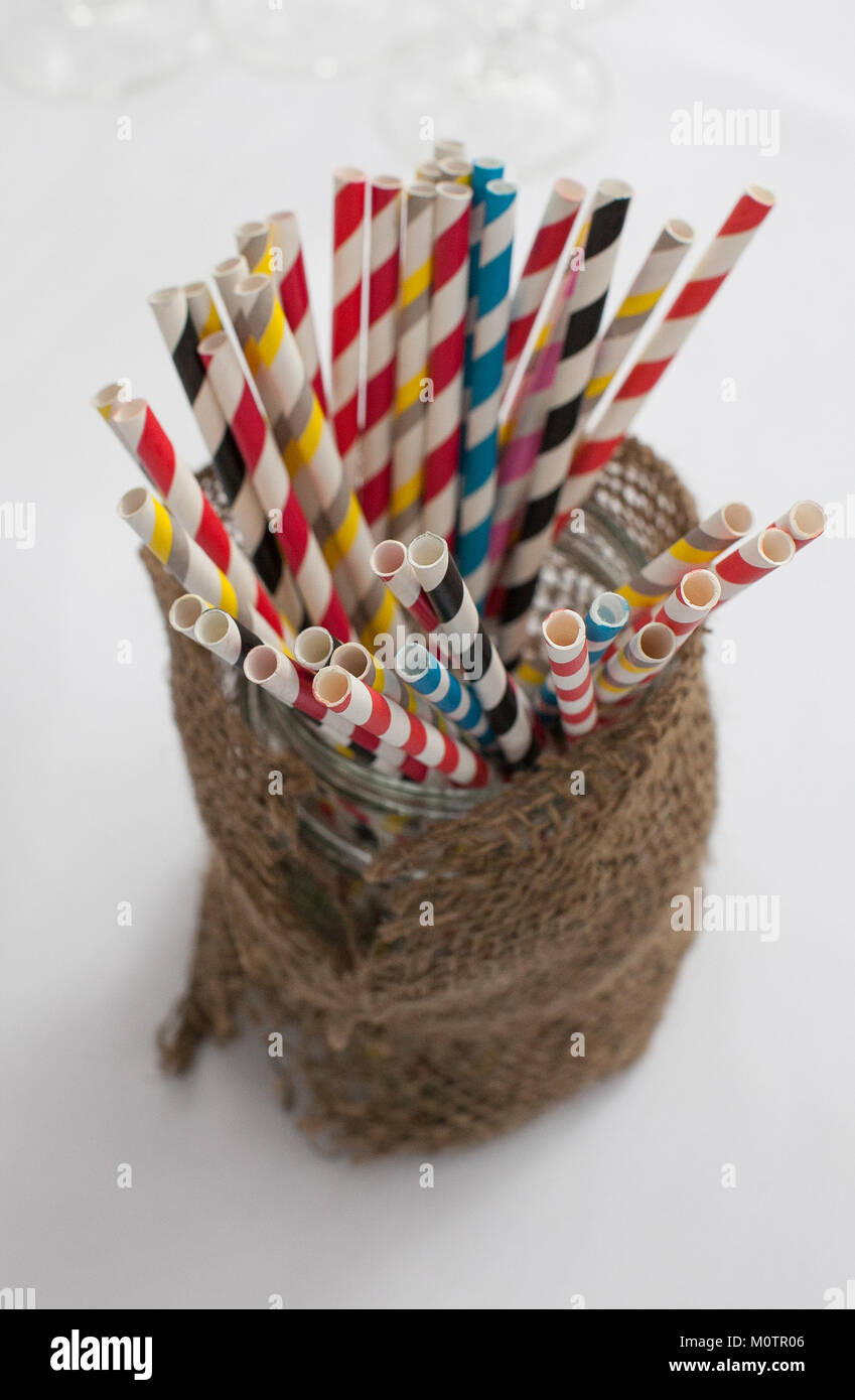 Multi coloured paper drinking straws Stock Photo - Alamy