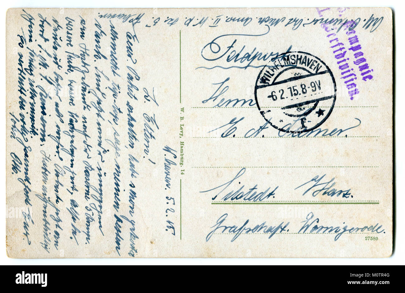 Back of Old German world war one postcard (M0TR4F) letter of a soldier ...