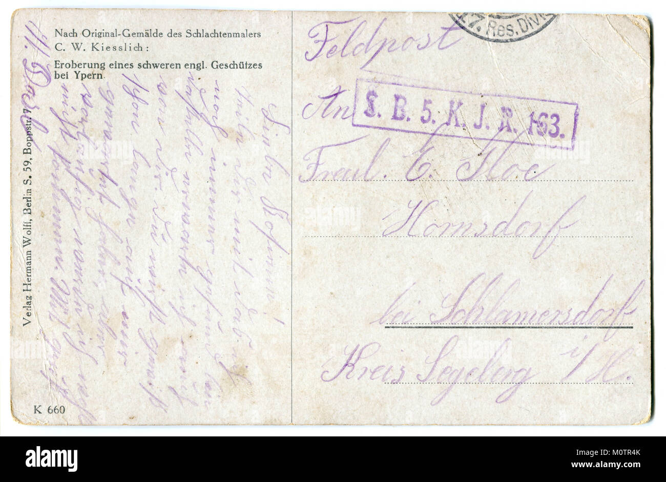 Back of Old German world war one postcard (M0TR4M) letter of a soldier ...