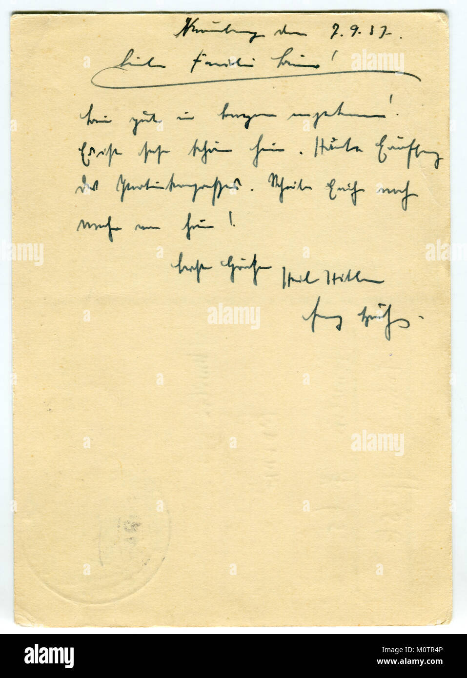 Back of Old German world war two postcard (M0TR4N) letter in black ink ...