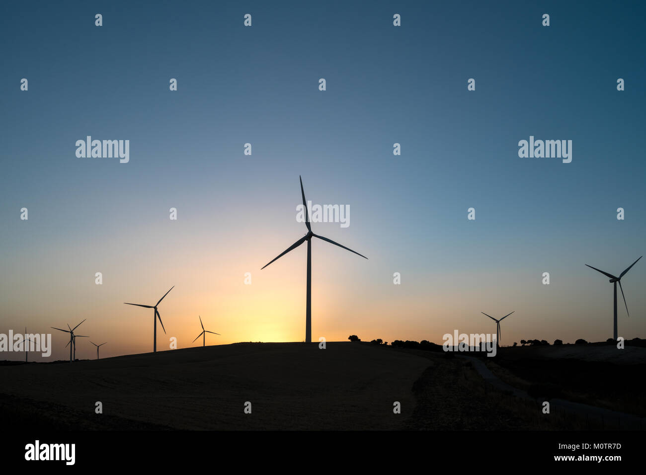 Wind farm at sunset in Andalusia, Spain Stock Photo - Alamy