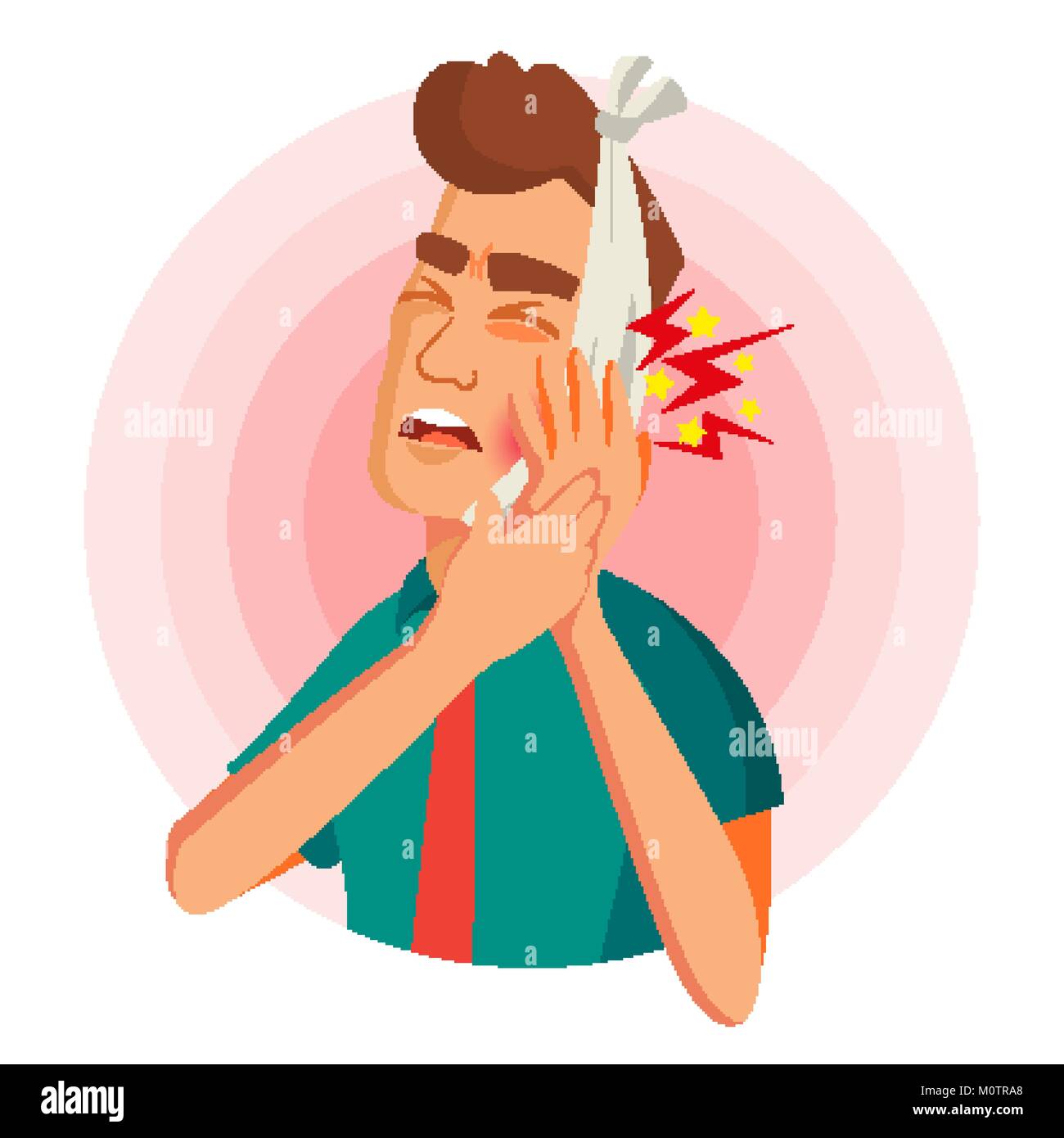 Toothache Concept Vector. Unhappy Man With Ache. Pain In The Human Body ...