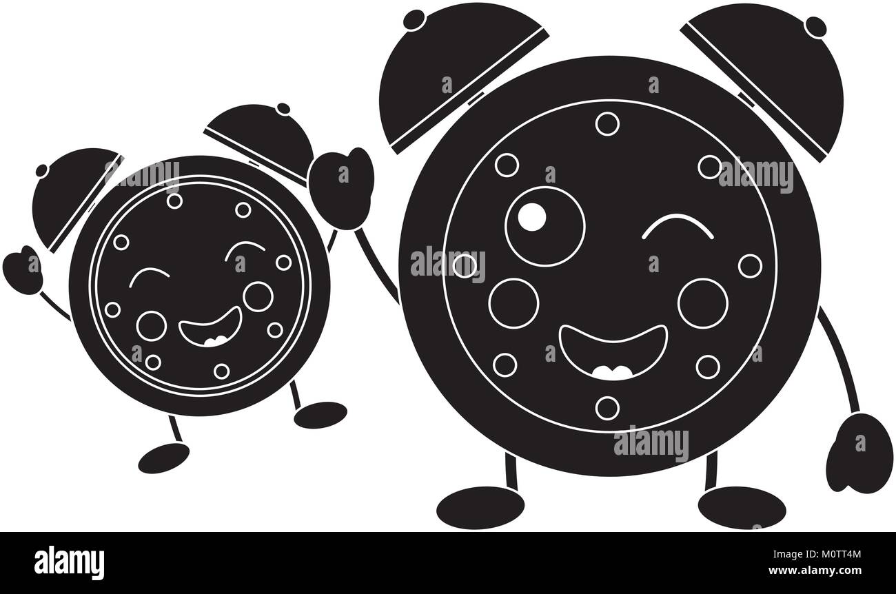 cartoon kawaii two clock alarm time Stock Vector Image & Art - Alamy