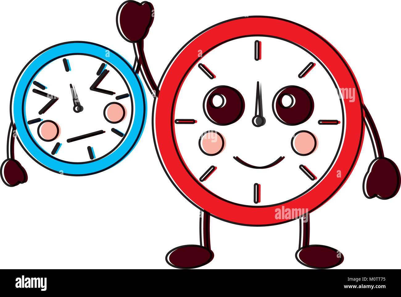 two kawaii clock character cartoon style Stock Vector Image & Art - Alamy
