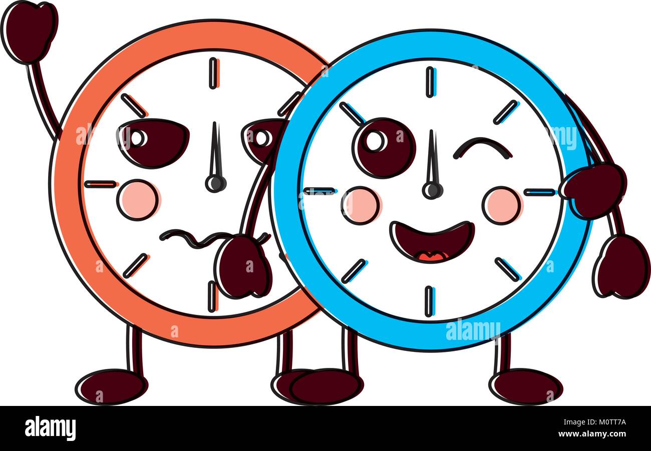 two kawaii clock character cartoon style Stock Vector Image & Art - Alamy
