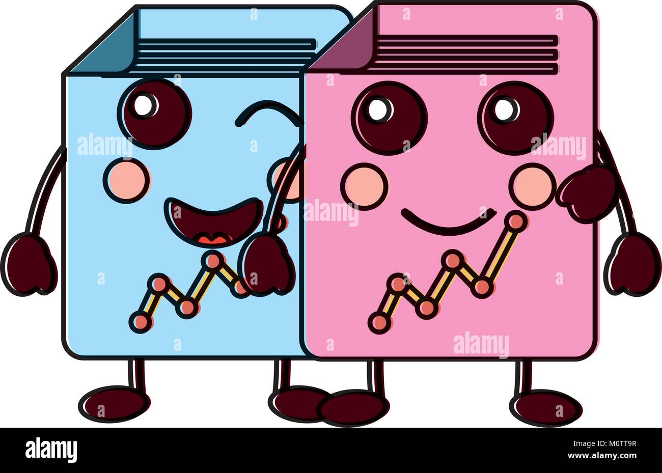 cartoon two document paper graph kawaii character Stock Vector Image ...