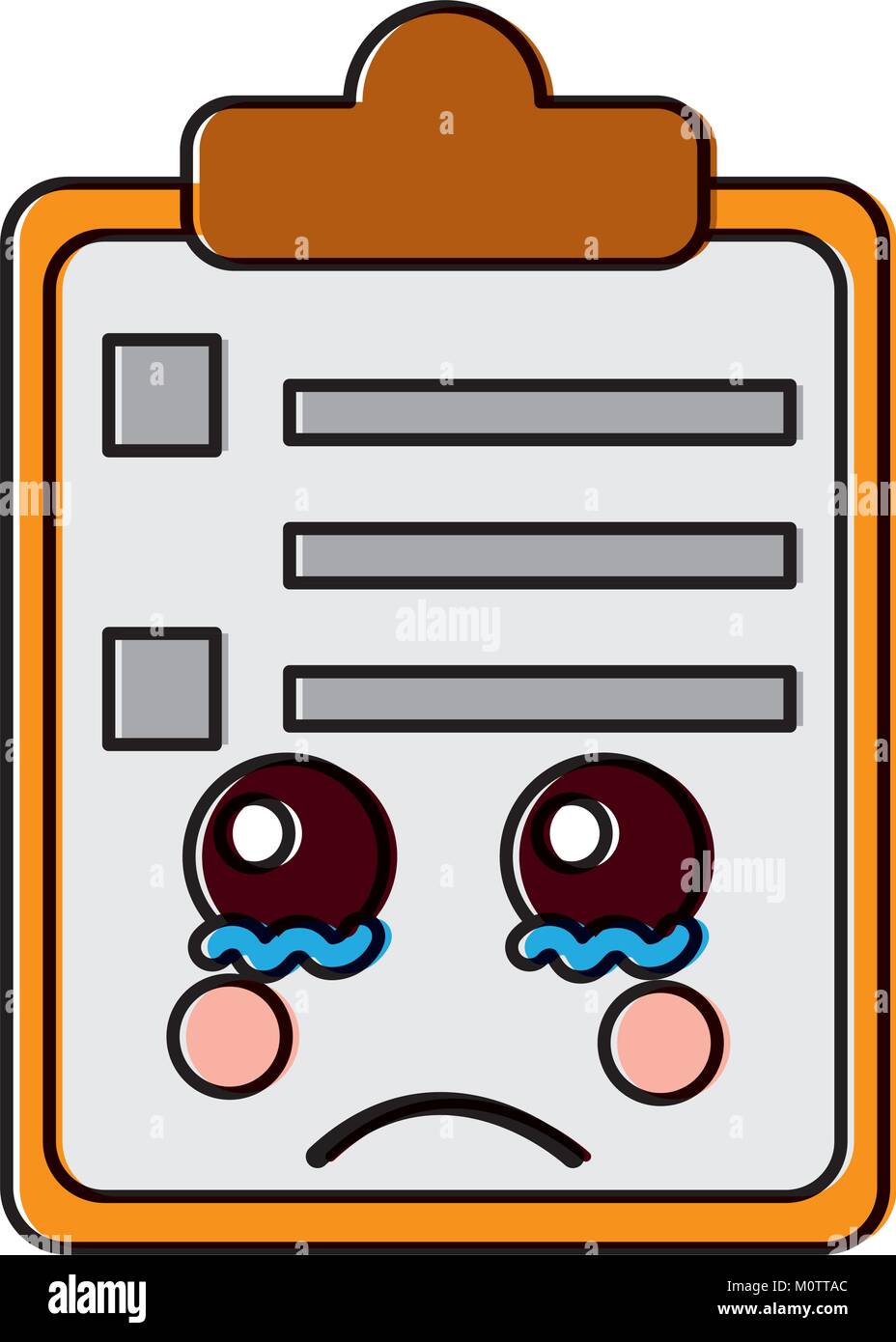 paper cry clipboard kawaii character cartoon Stock Vector Image & Art ...