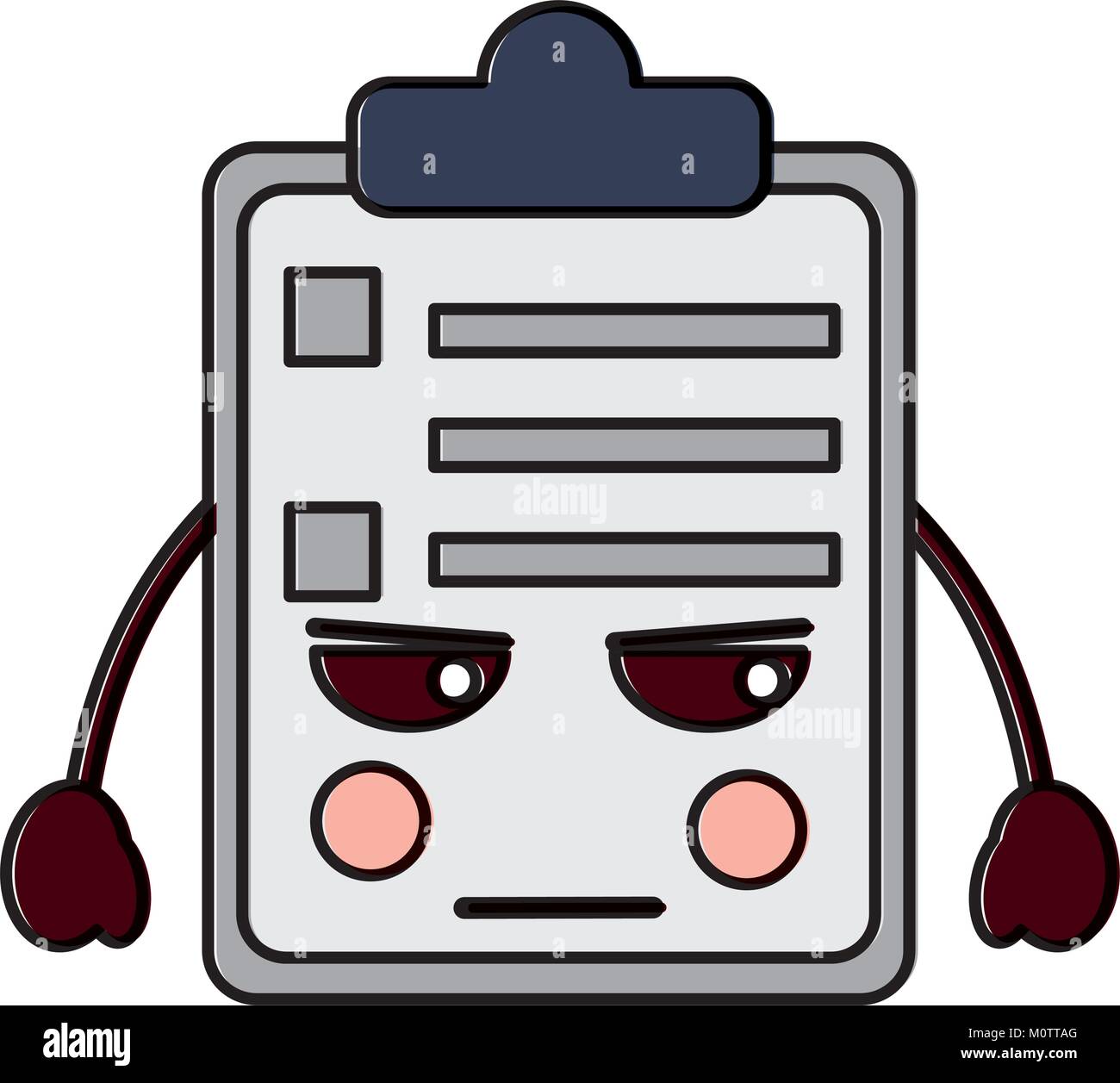 paper angry clipboard kawaii character cartoon Stock Vector Image & Art ...