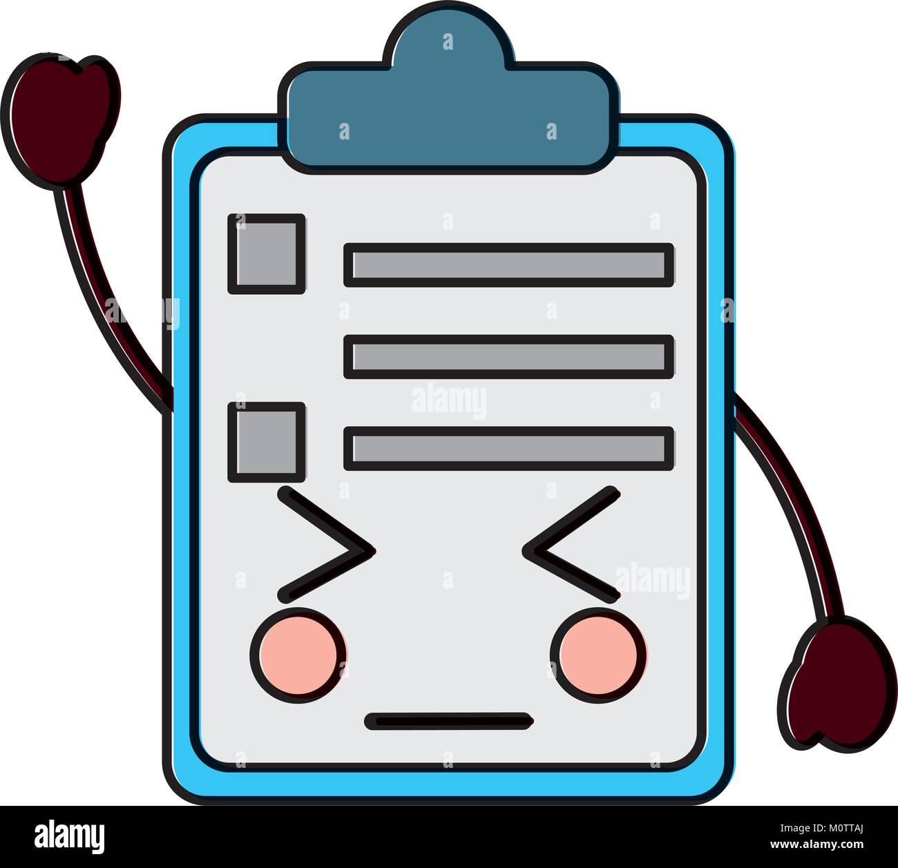 paper cry clipboard kawaii character cartoon Stock Vector Image & Art ...