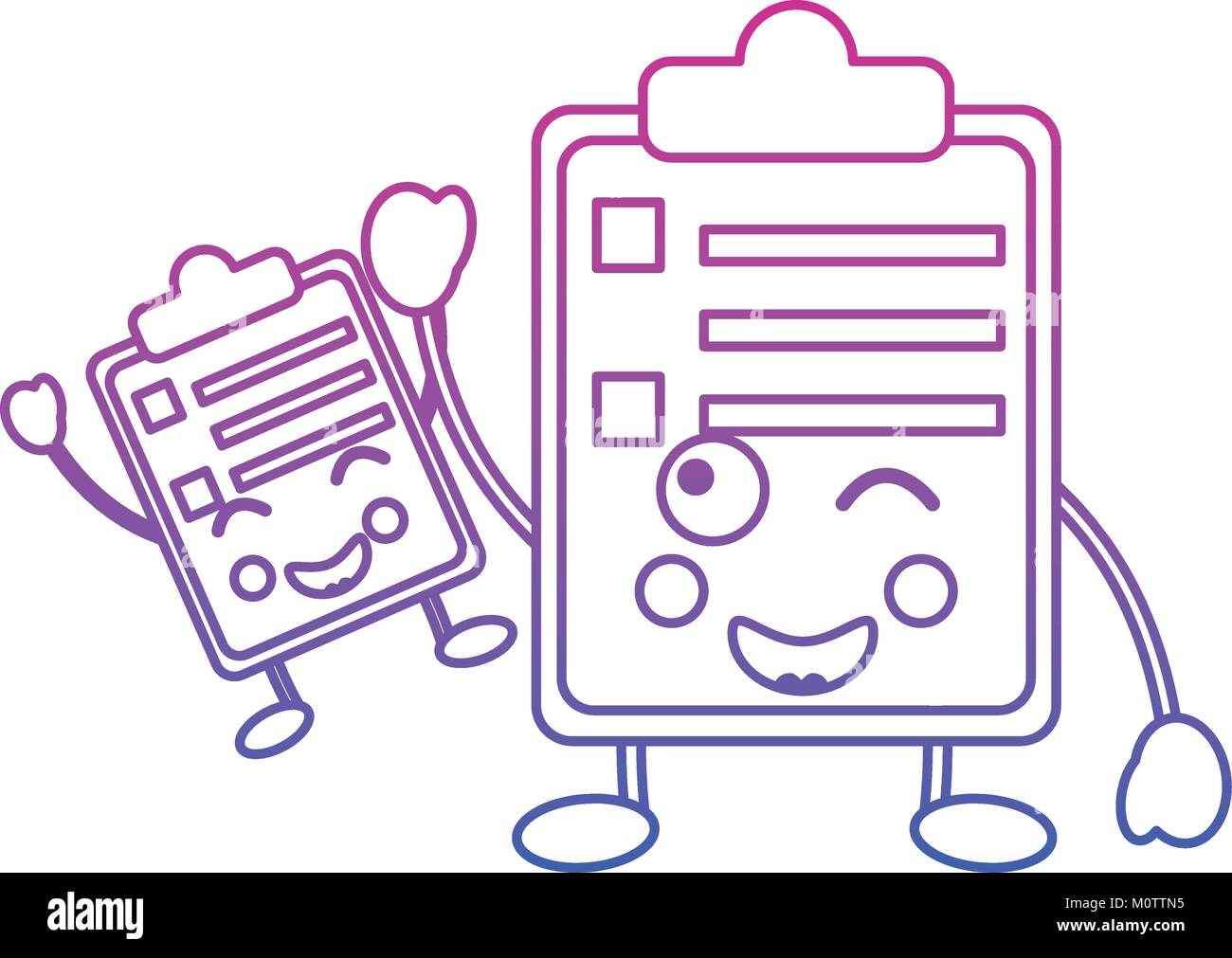 kawaii two clipboard business document cartoon Stock Vector Image & Art ...