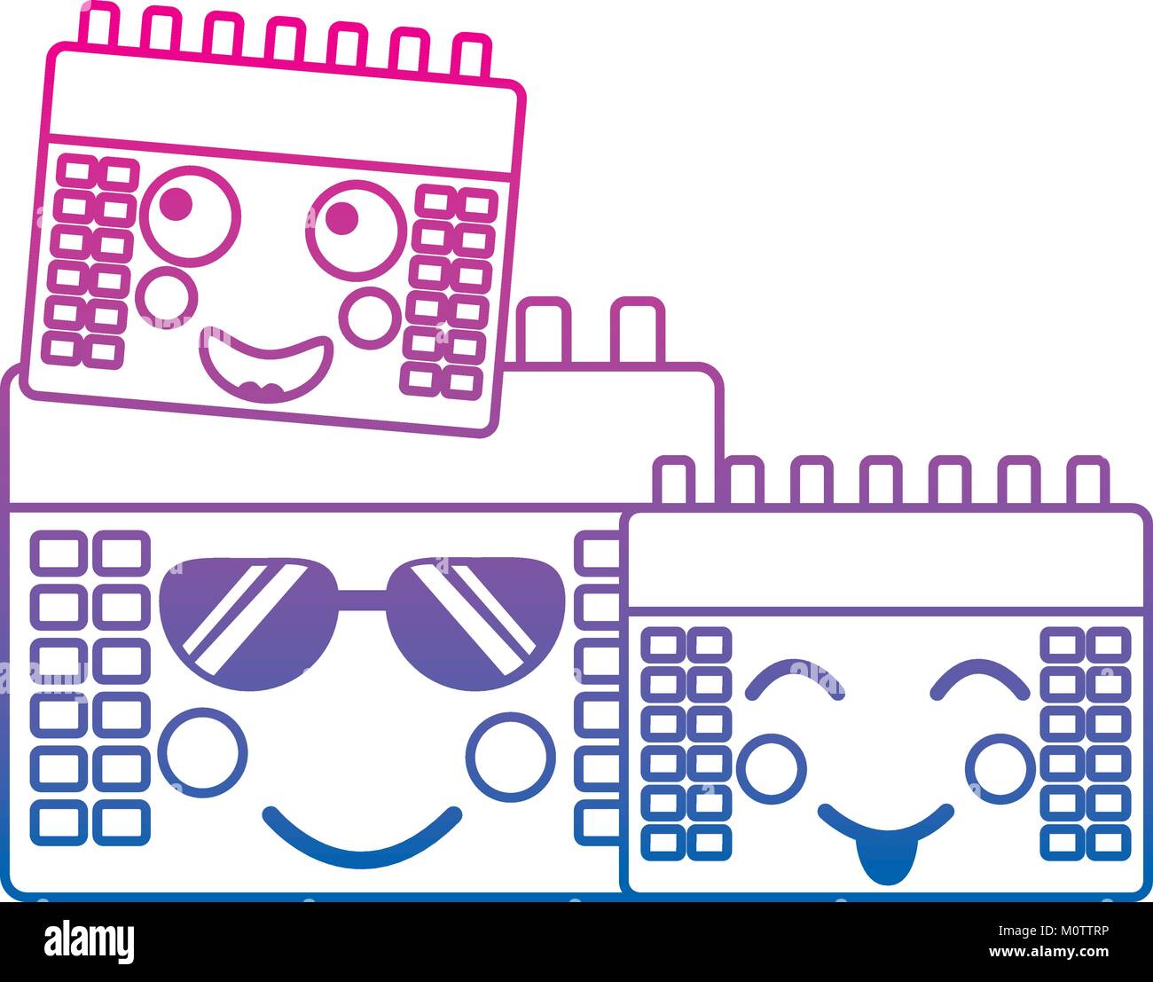 kawaii set calendar plan cartoon Stock Vector Image & Art - Alamy
