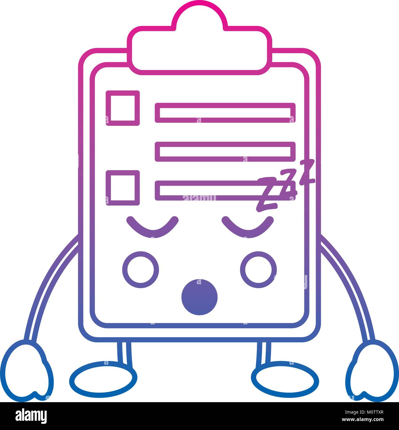 paper sleep clipboard kawaii character cartoon Stock Vector Image & Art ...