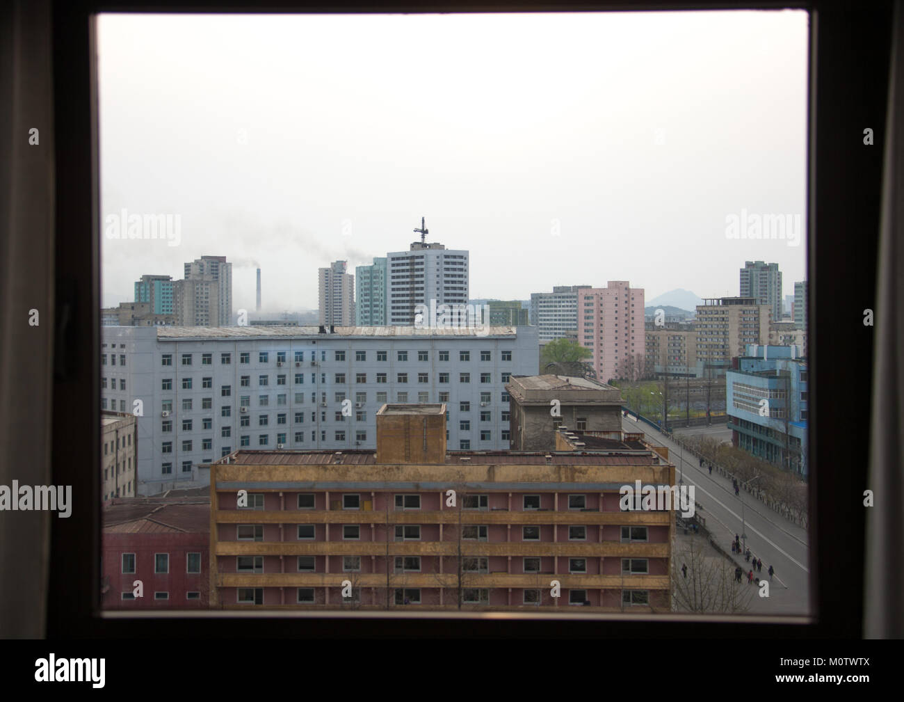 View of the city from a Koryo hotel room, Pyongan Province, Pyongyang ...